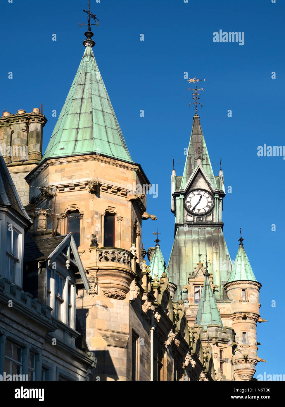 Cock Tower at the Baronial City Chambers Building Dunfermline Fife ...