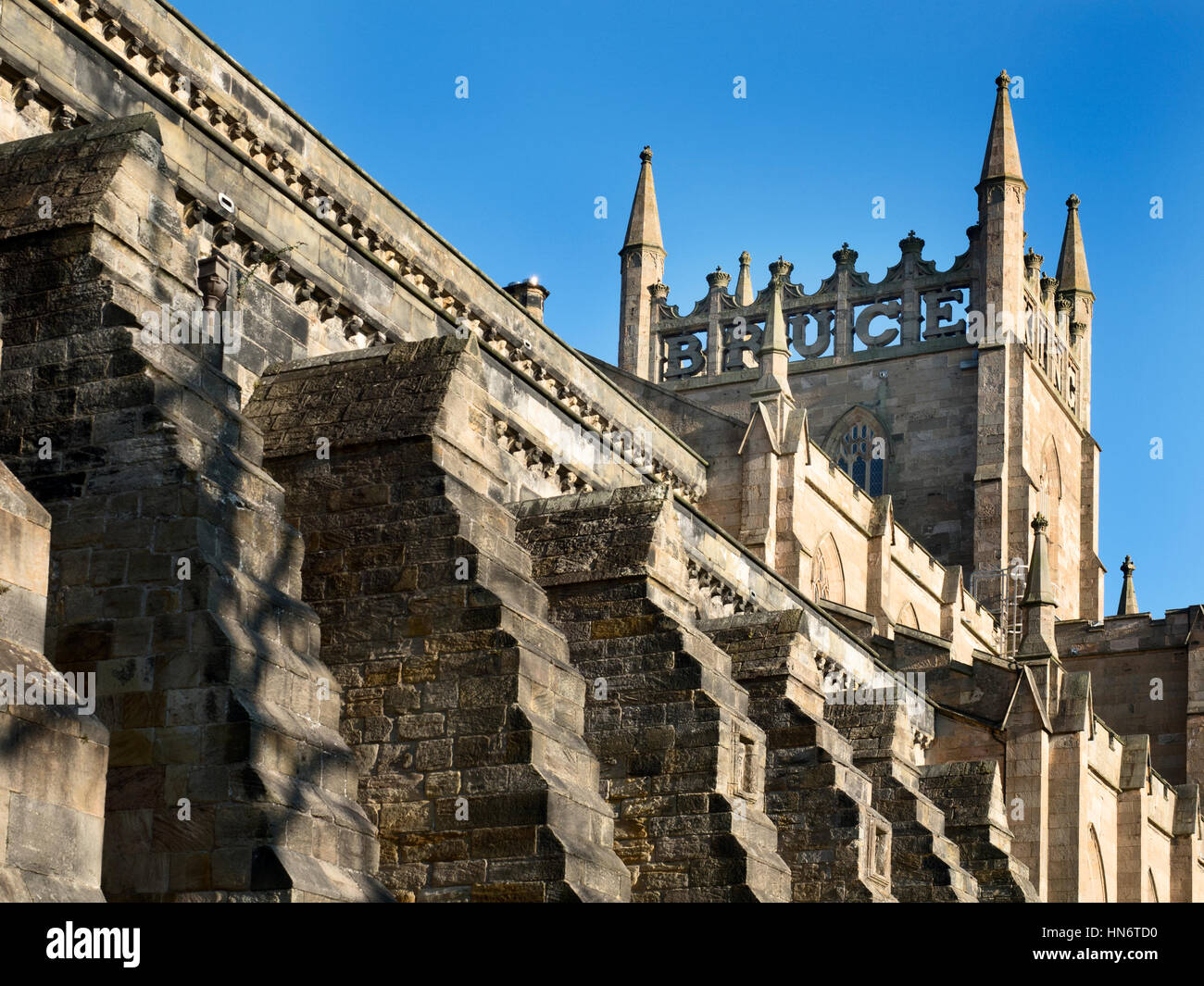 The Bruce Tower at the Parish Church and Abbey Nave Buttresses at ...