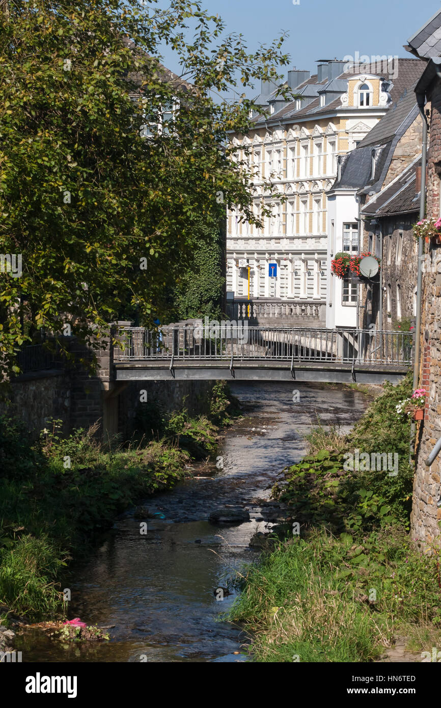 Stolberg, NRW, historic town, bridge over the creek Vicht. Between the ...