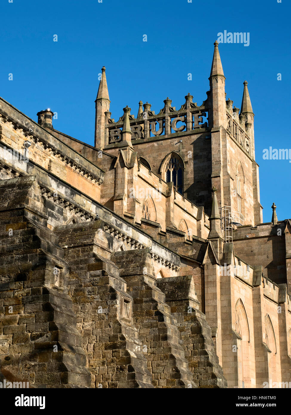 The Bruce Tower at Dunfermline Abbey Church and Abbey Nave Buttresses ...