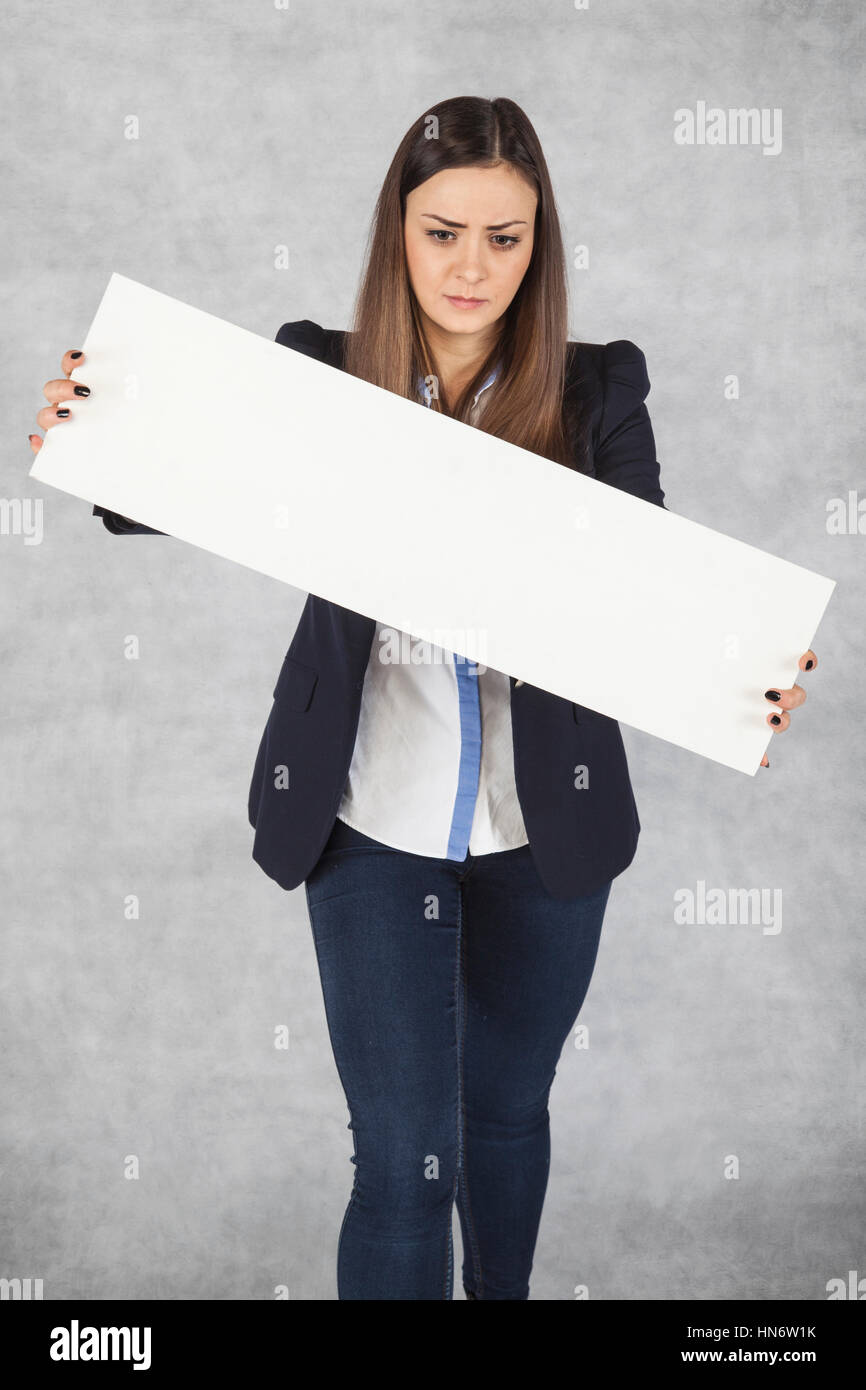 Woman sign sad face hi-res stock photography and images - Alamy
