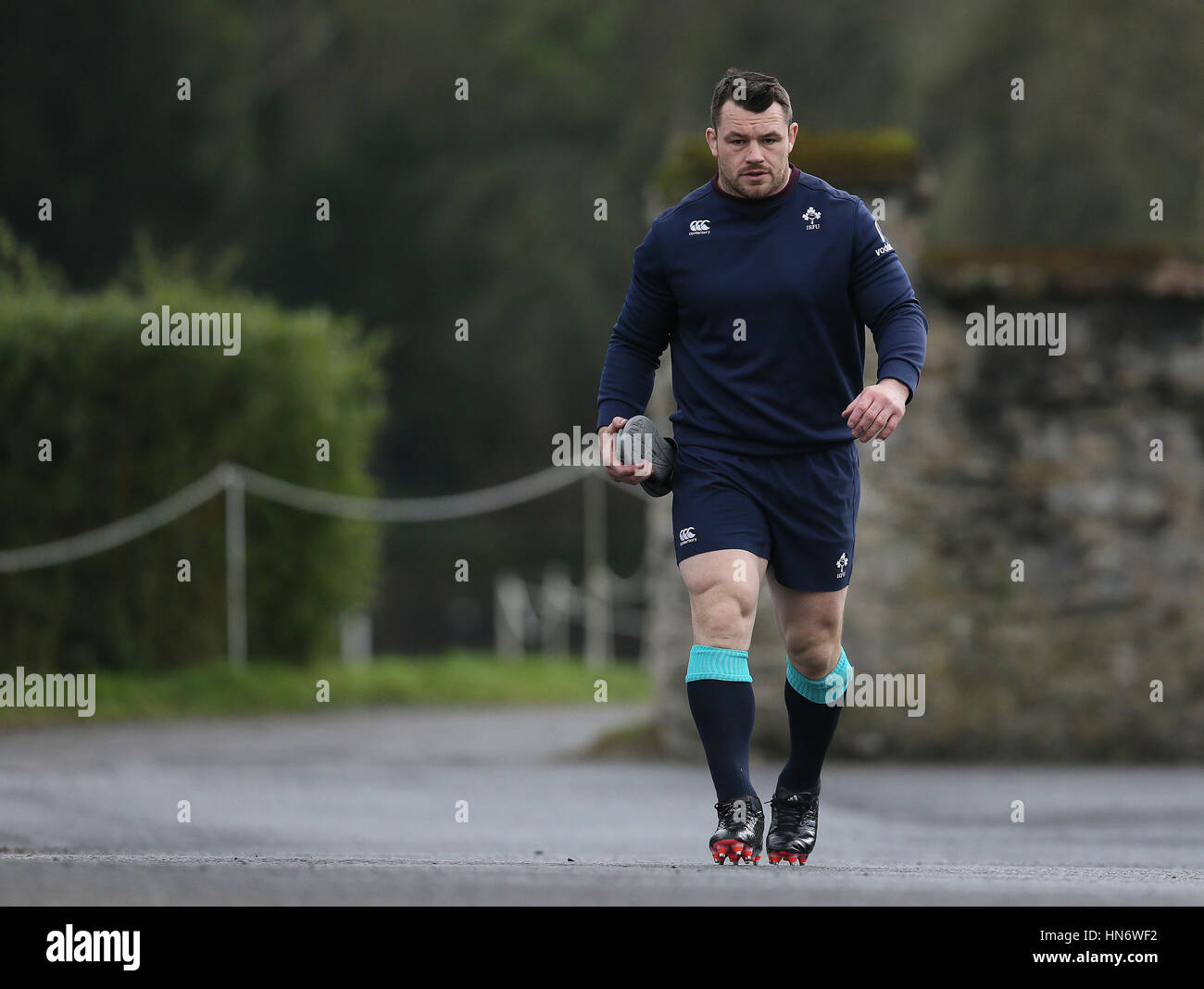 Ireland's Cian Healy arrives for the training session at Carton House ...