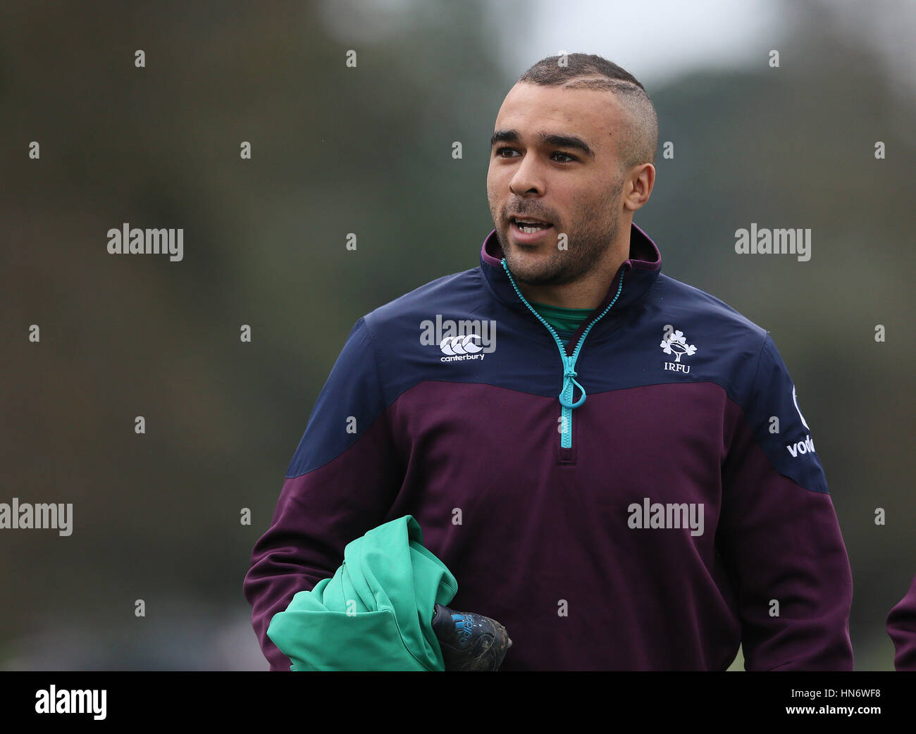 Ireland's Simon Zebo arrives for the training session at Carton House ...