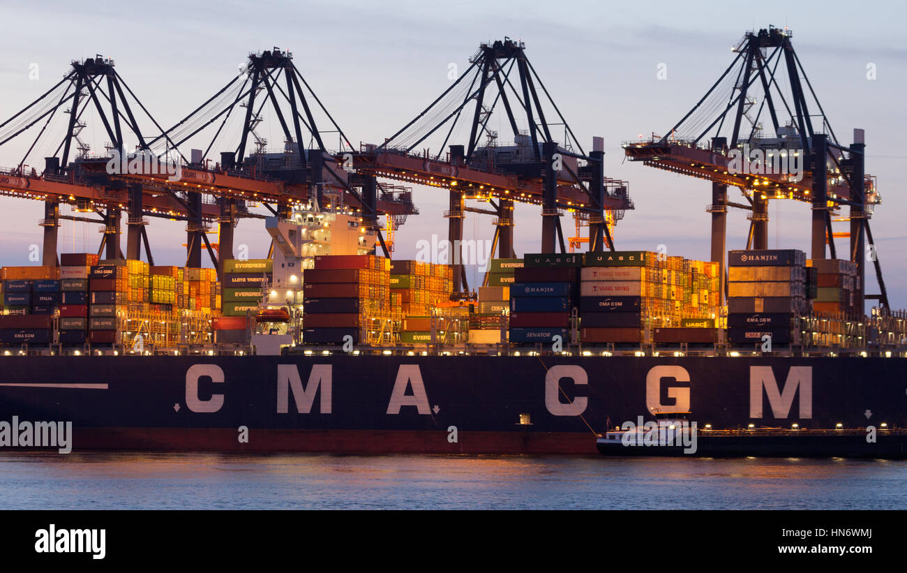 ROTTERDAM - JULY 9: Container ship in the Port of Rotterdam on July 9 ...