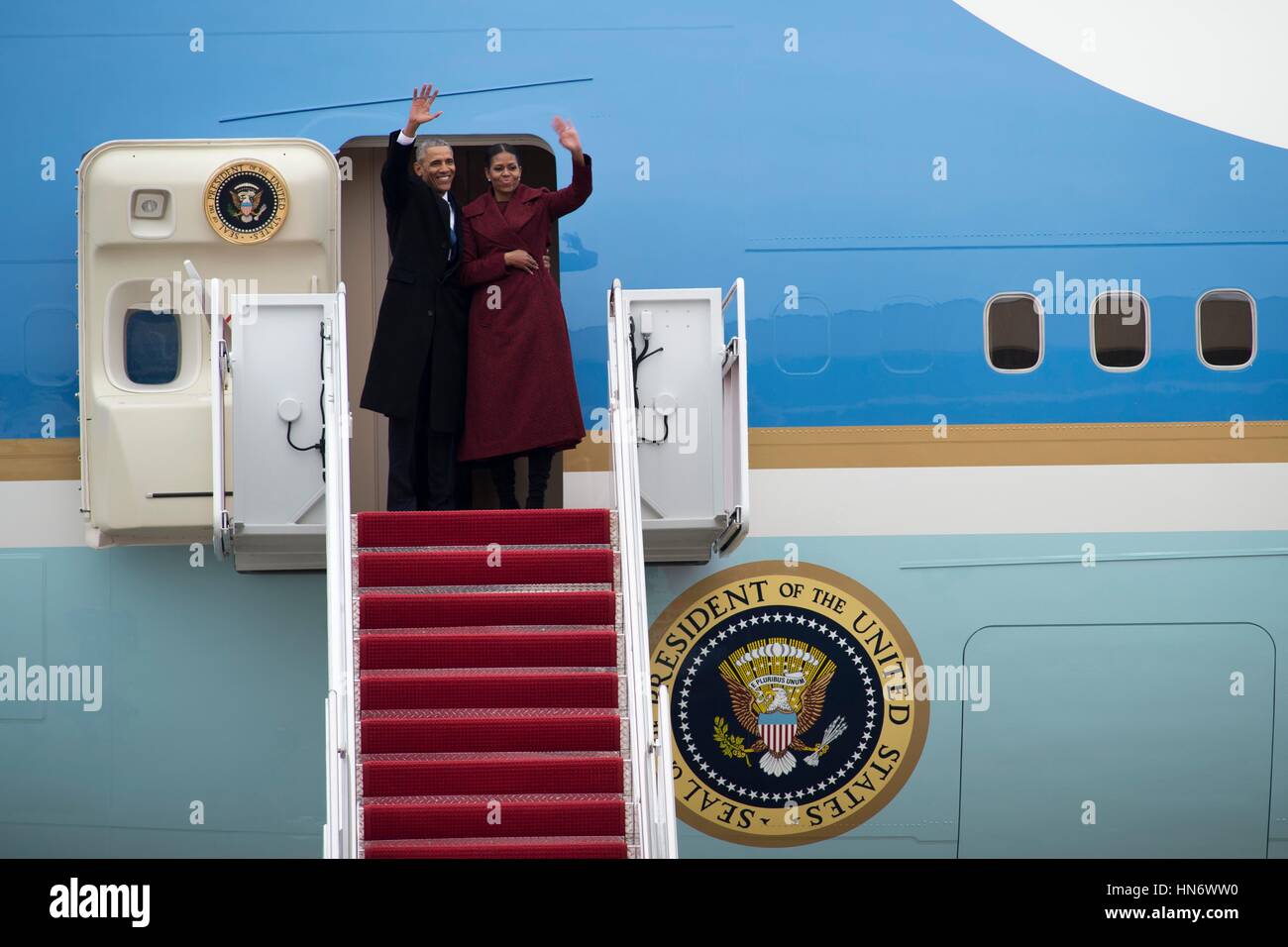 Former U.S. President Barack Obama and former First Lady Michelle Obama ...