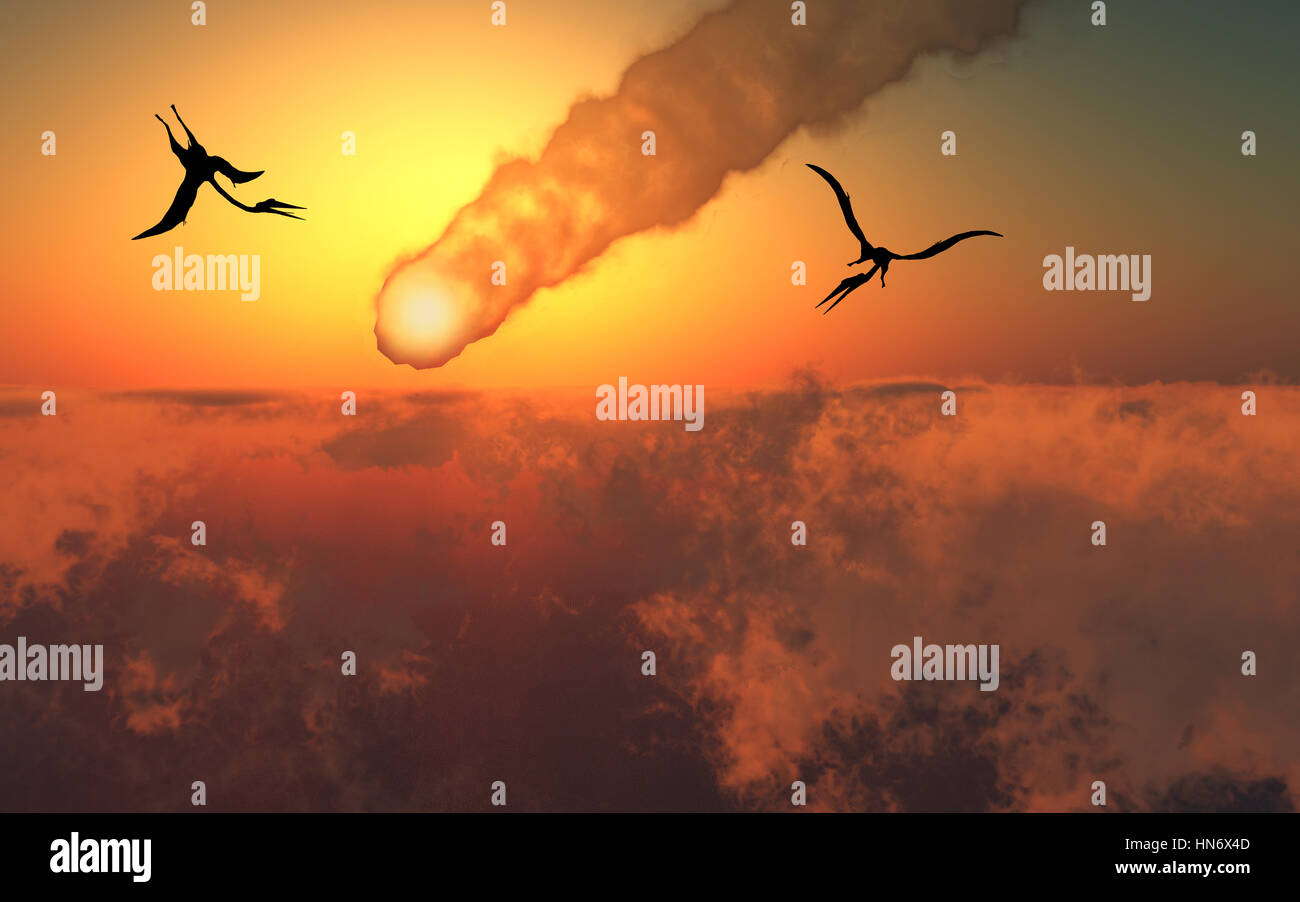 Falling Asteroid Leading To The Cretaceous Paleogene Extinction Event ...