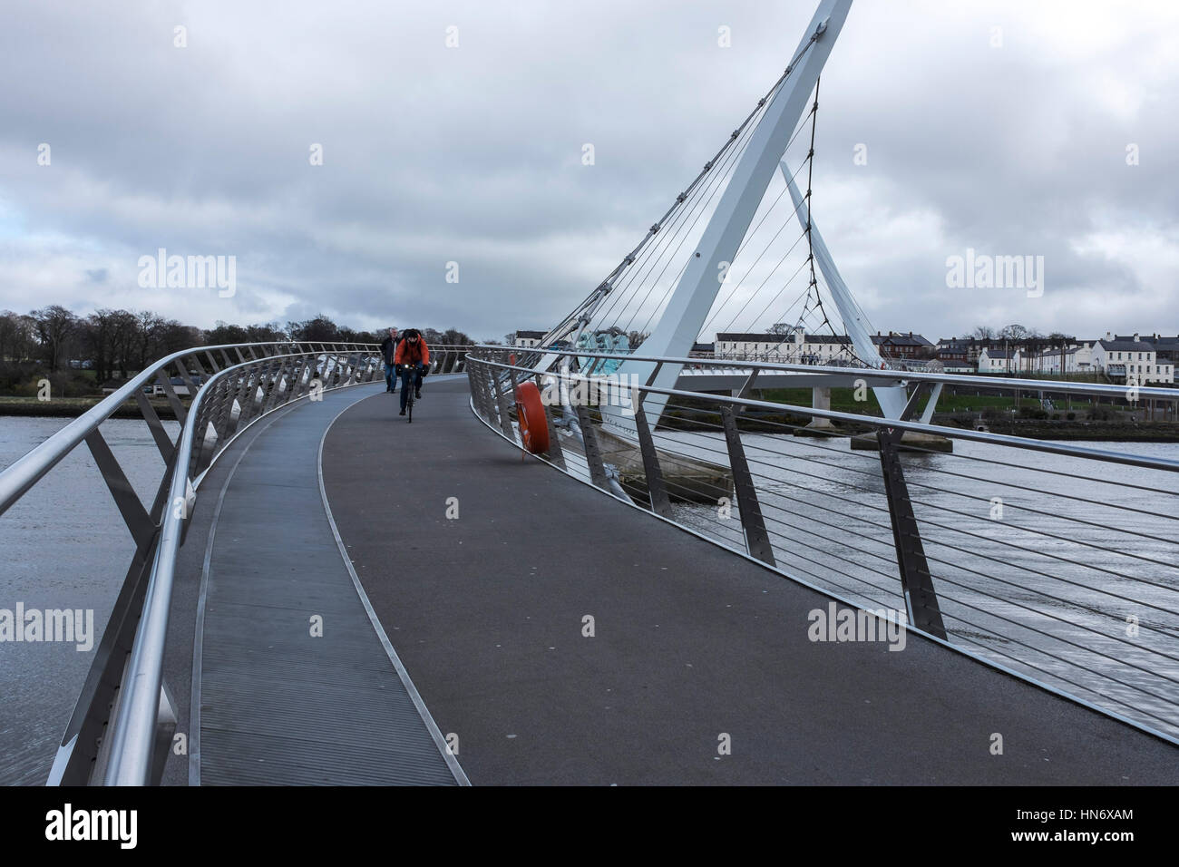 Peace Bridge over River Foyle, Londonderry, Northen Ireland - EDITORIAL ...