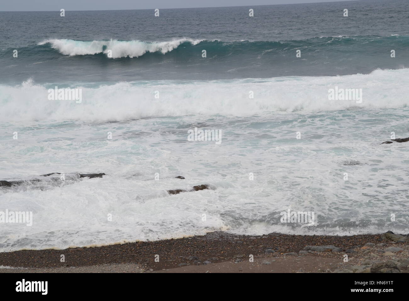 Wavy Atlantic ocean at Fuerteventura Island, Canary archipelago, Spain ...