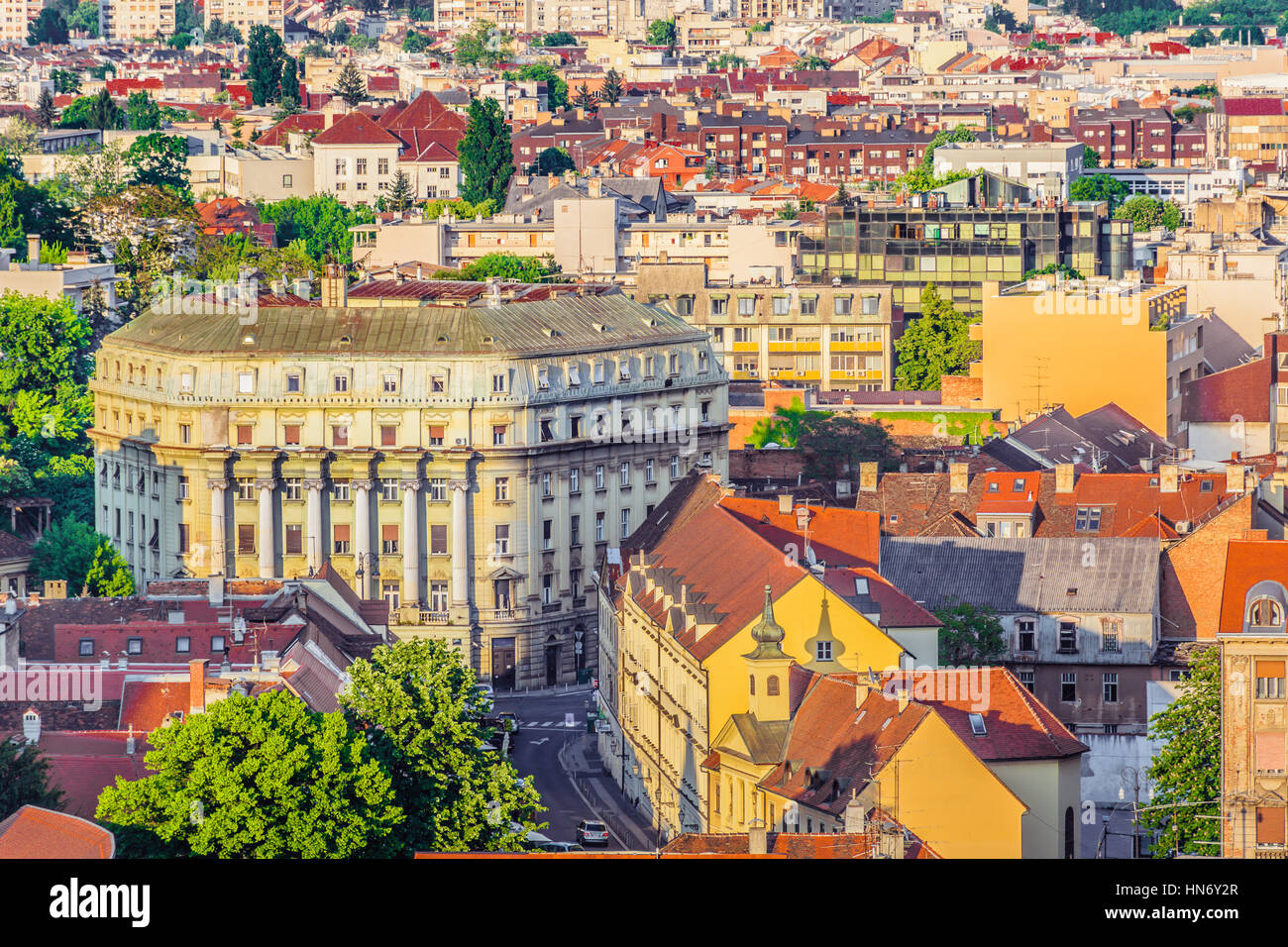 Aerial view on Zagreb downtown, Croatia Europe Stock Photo - Alamy