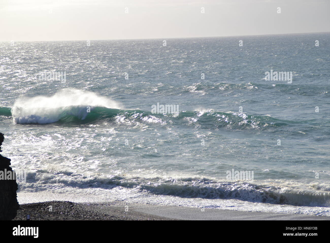 Wavy Atlantic ocean at Fuerteventura Island, Canary archipelago, Spain ...