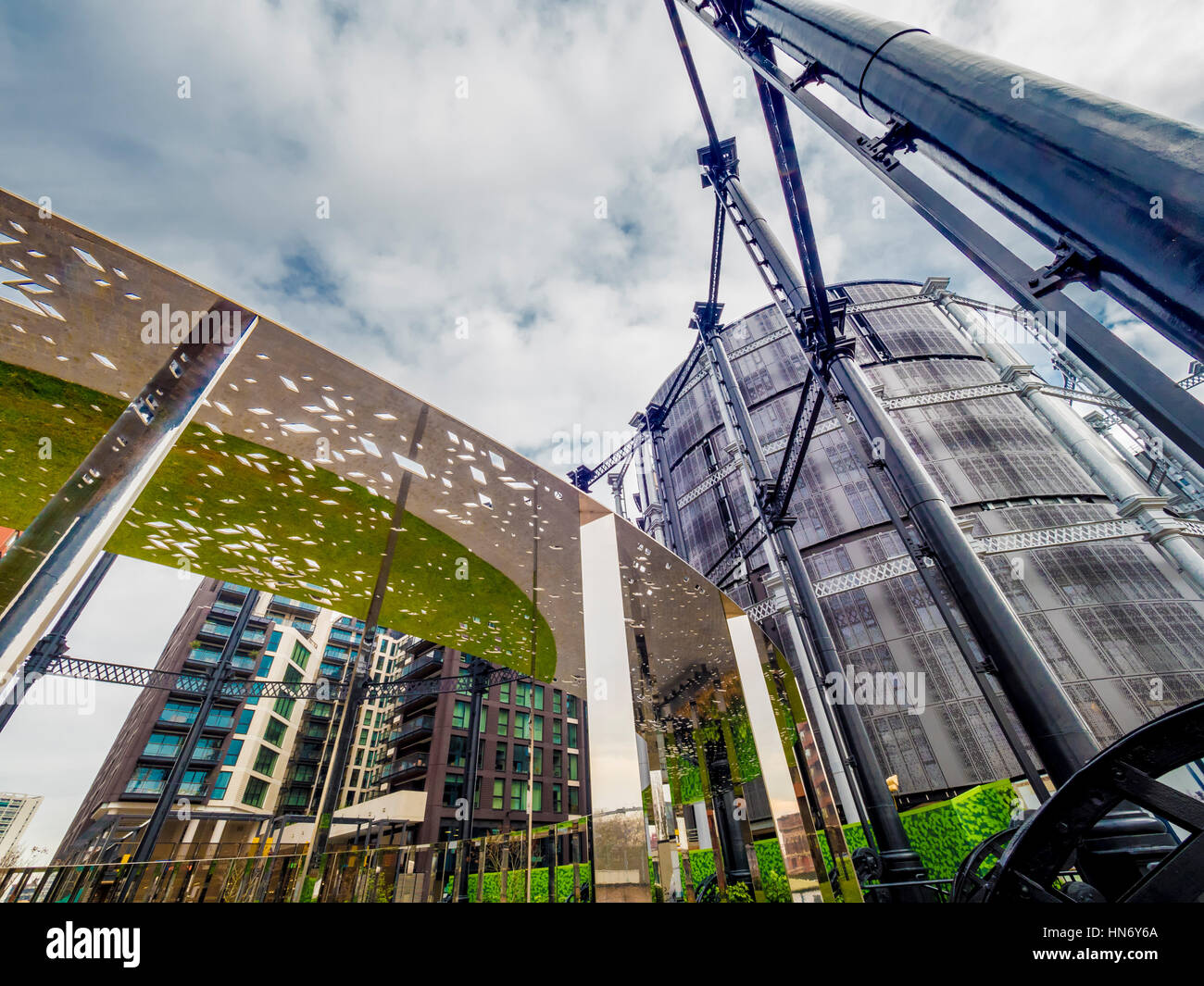 Gasholder Park. Dismantled in 2011, the iron framework of London's ...
