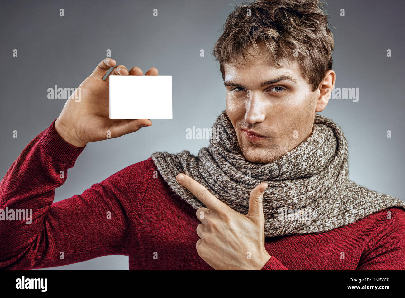 Emotional young man holding box for medicine. Photo of unhealthy man ...