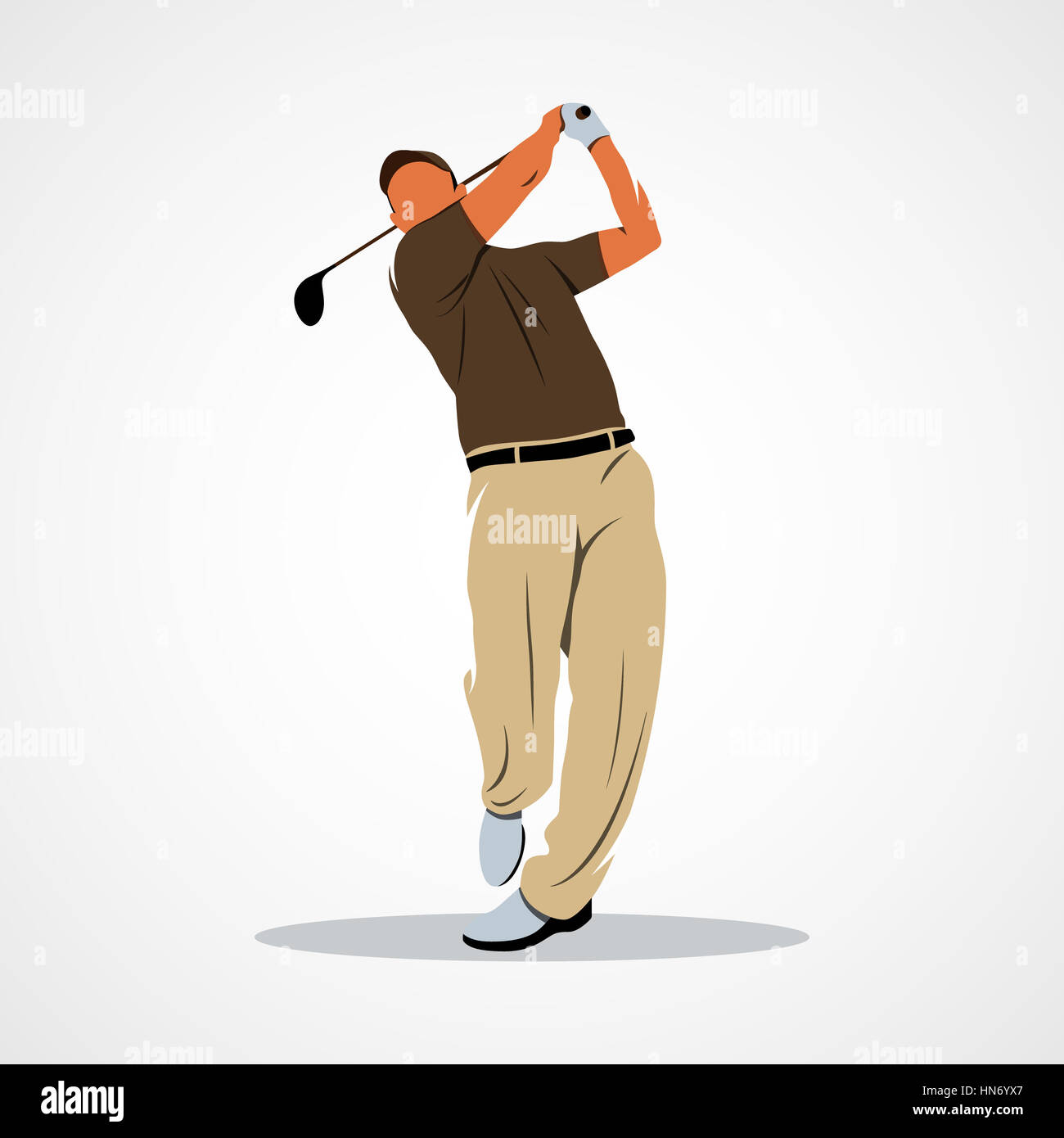 Abstract golf player kick the ball on a white background. Photo ...
