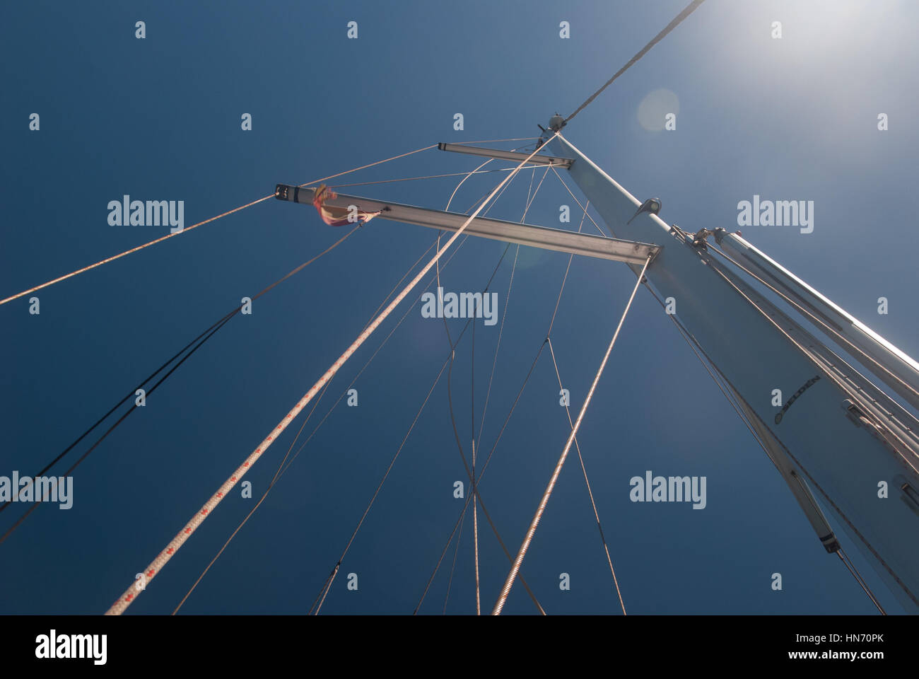 Sailing boat mast against the background of blue skies Stock Photo - Alamy