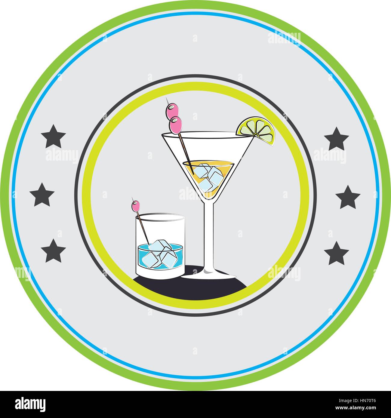 color circular frame with cocktail glass drink vector illustration ...