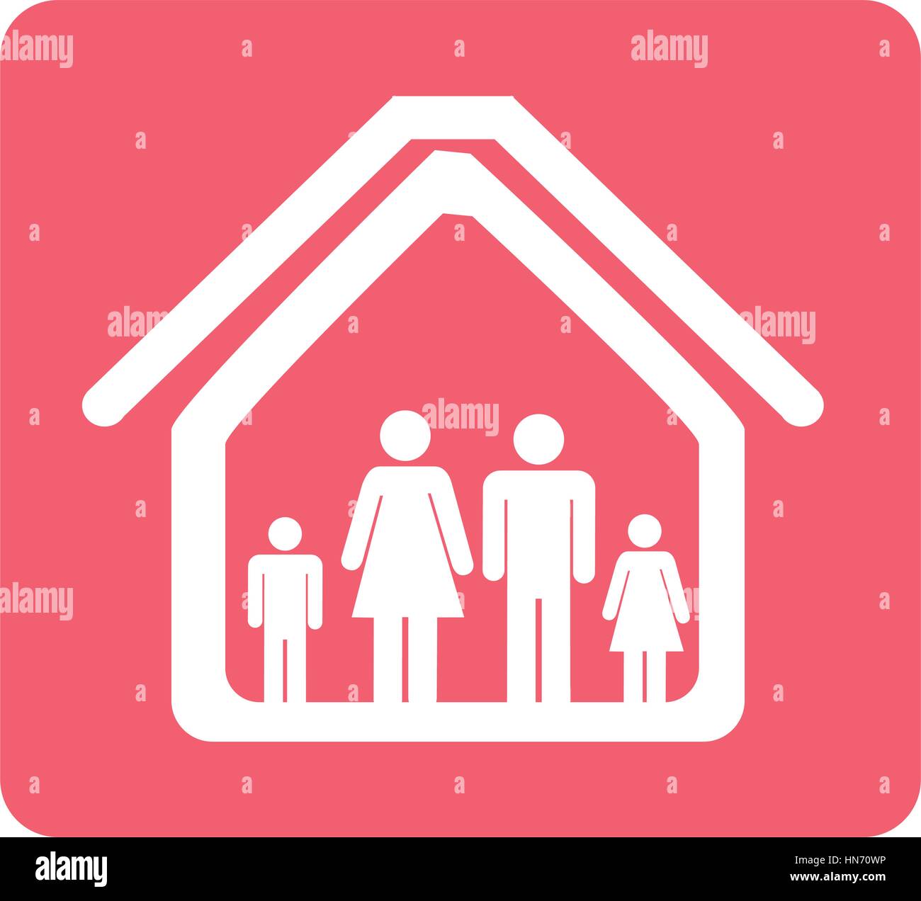 color pictogram square with family in home vector illustration Stock ...