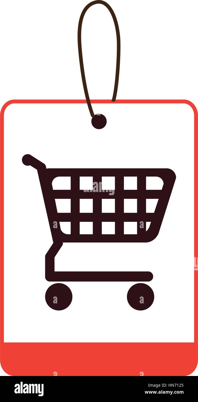 color silhouette label with shopping cart vector illustration Stock ...