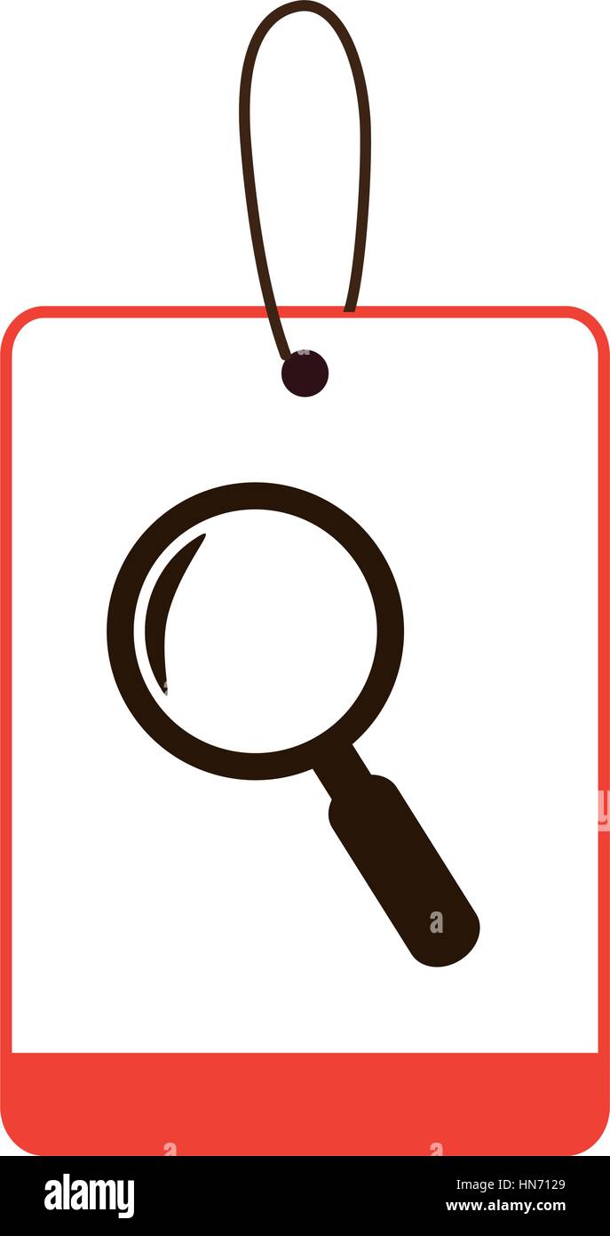 color silhouette label with magnifying glass vector illustration Stock ...