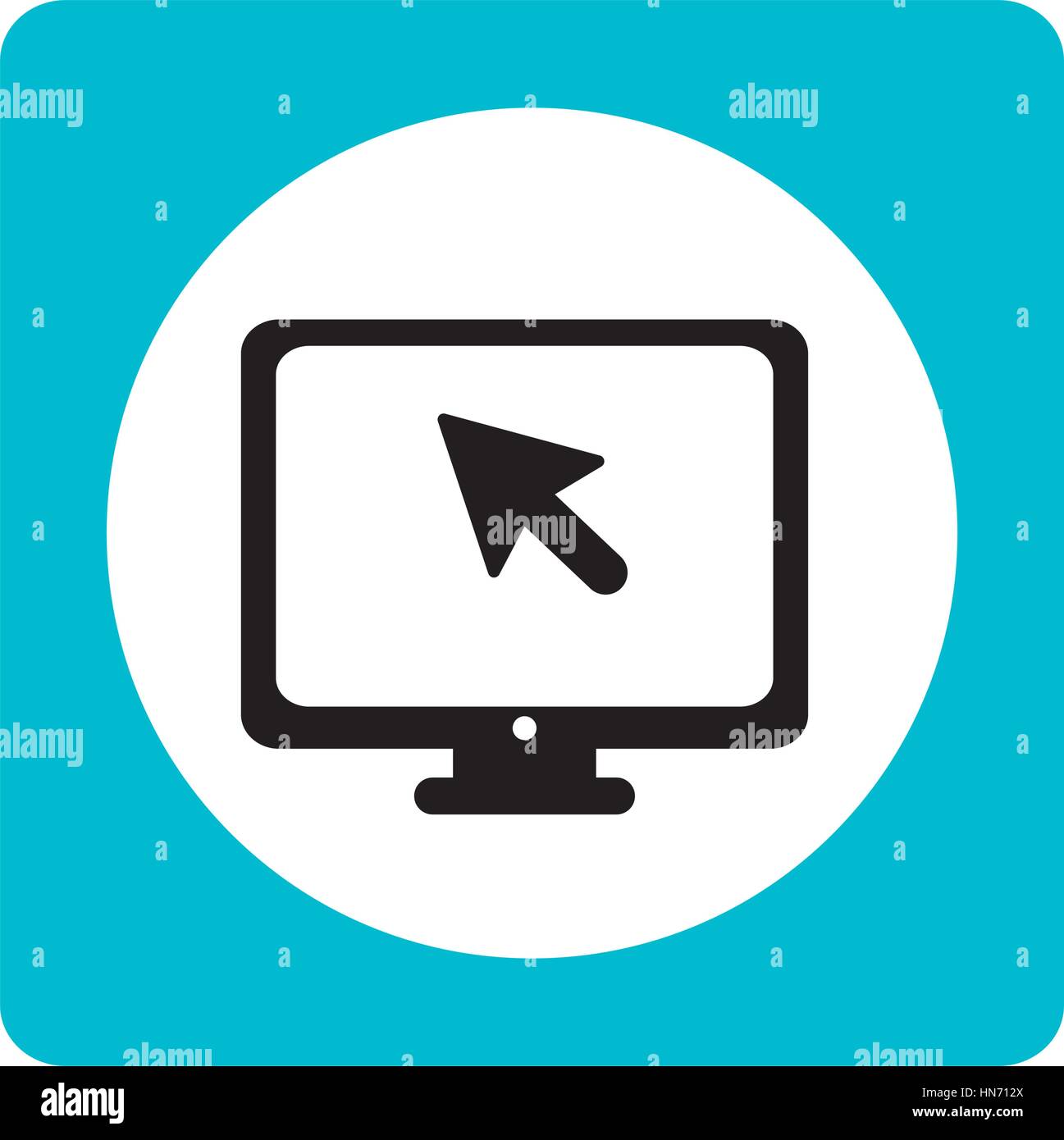 color square with monitor screen and mouse pointer inside vector ...