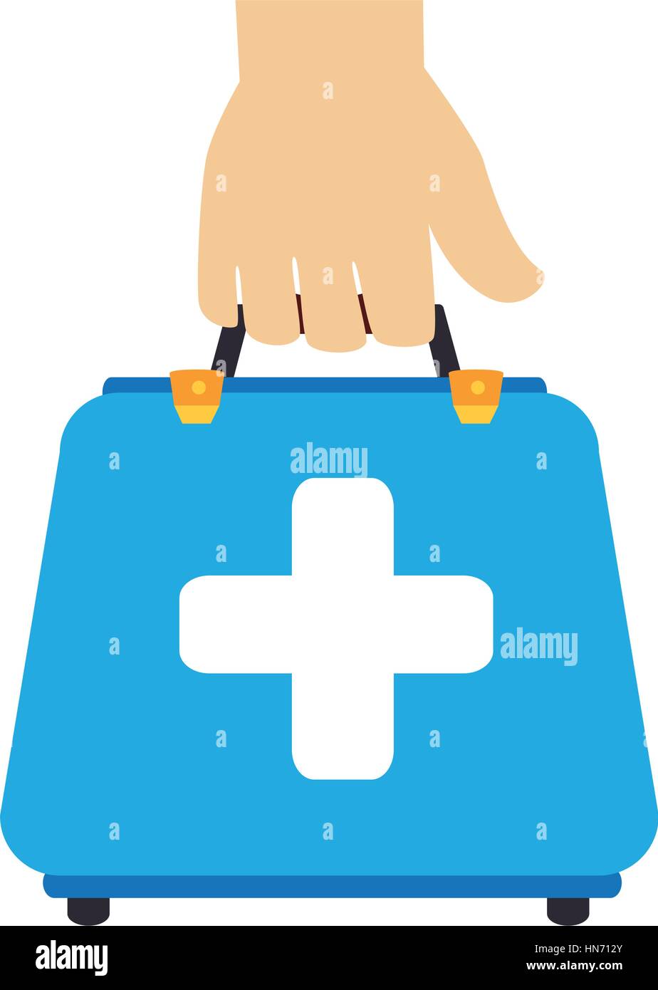 colorful silhouette with hand holding first aid box vector illustration ...