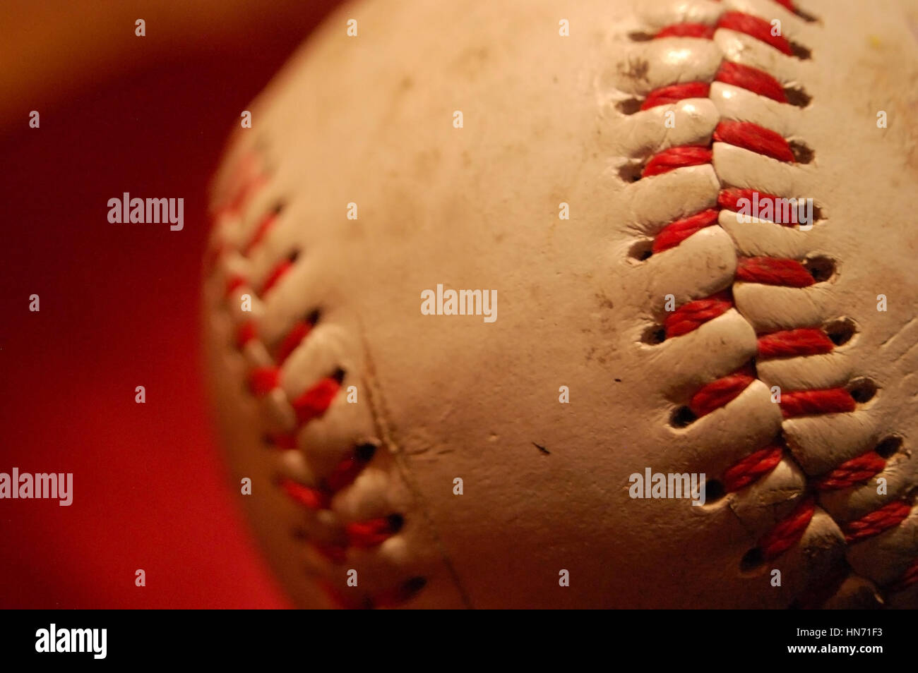 Extreme close-up of an old baseball Stock Photo - Alamy