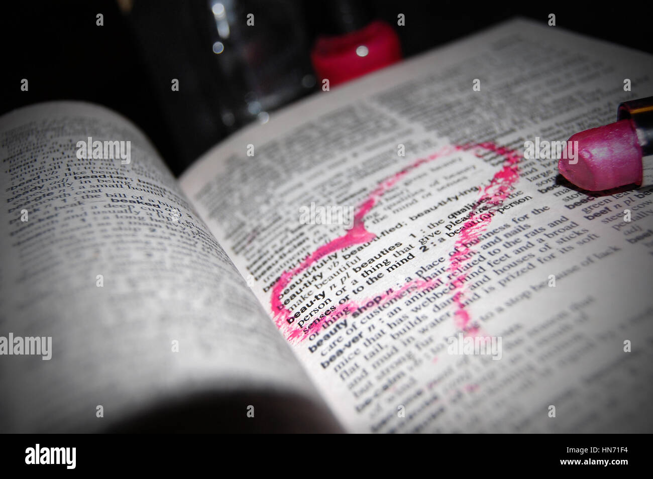 The definition of Beauty outlined in lipstick Stock Photo - Alamy