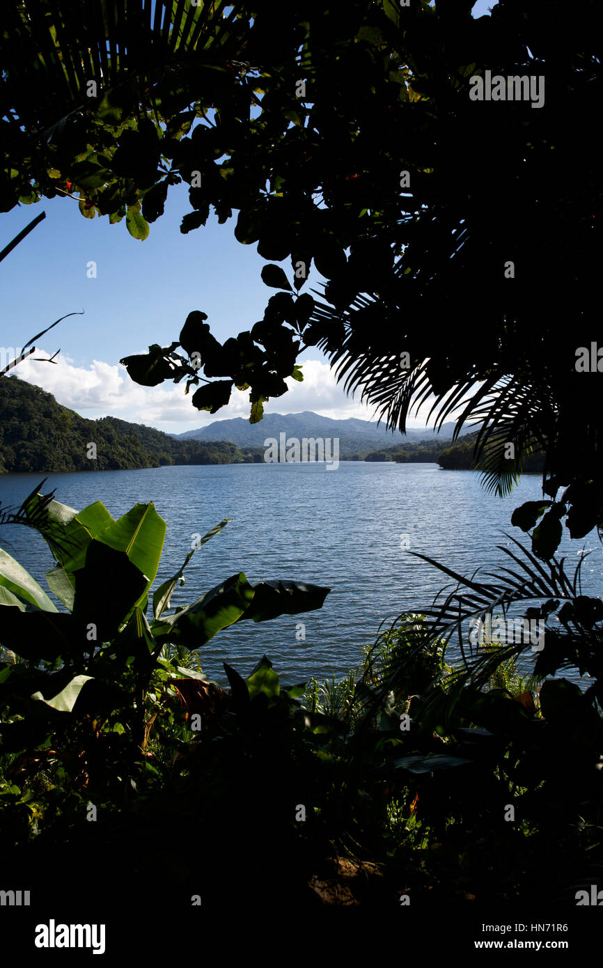Scenic landscape, Lake Caonillas, Lago Caonillas, Utuado, Puerto Rico ...