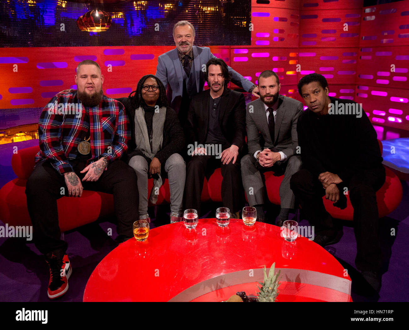 (left to right) Rag'n'Bone Man, Whoopi Goldberg, Graham Norton, Keanu ...