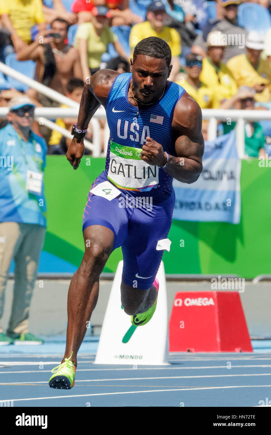 Rio de Janeiro, Brazil. 16 August 2016. Athletics, Justin Gatlin (USA ...