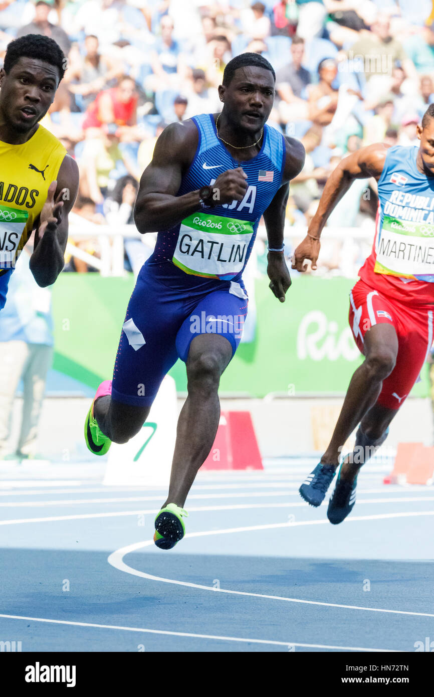 Rio de Janeiro, Brazil. 16 August 2016. Athletics, Justin Gatlin (USA ...
