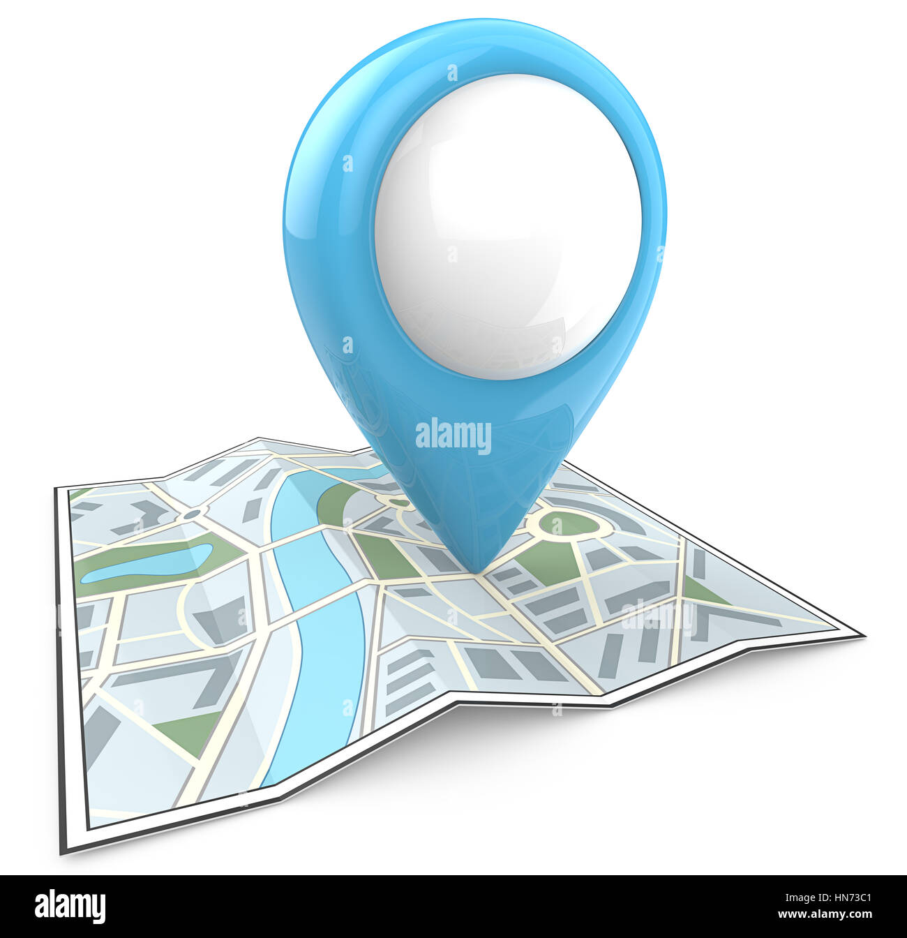 Map with Blue GPS Pointer. 3D render and blank for Copy Space Stock ...