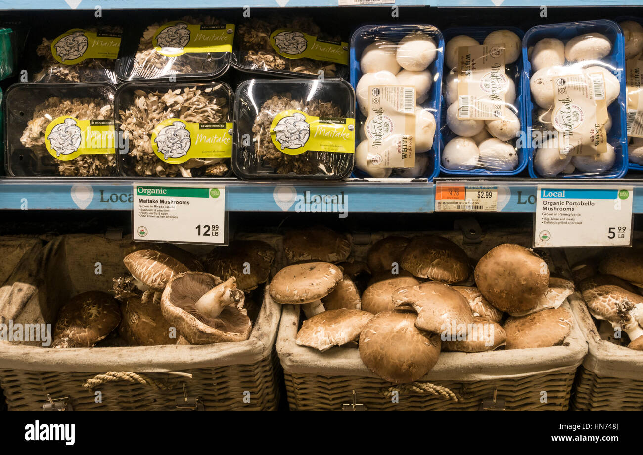 A selection of mushrooms at a supermarket in New York City Stock Photo ...