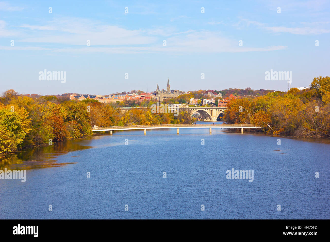 Autumn colors in Georgetown, Washington DC. A view on Georgetown ...