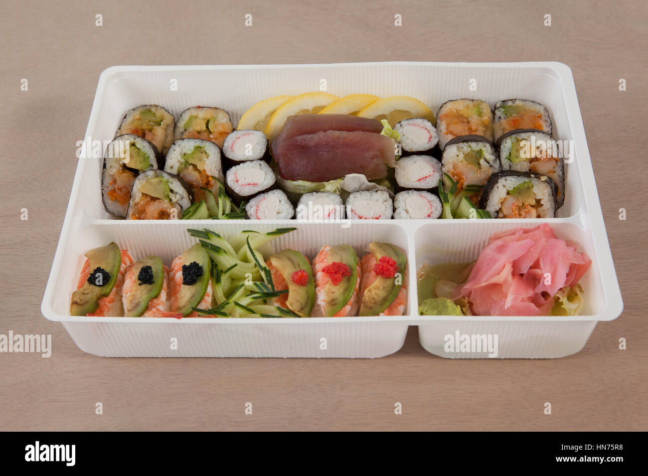 Variety of sushi in box hi-res stock photography and images - Alamy