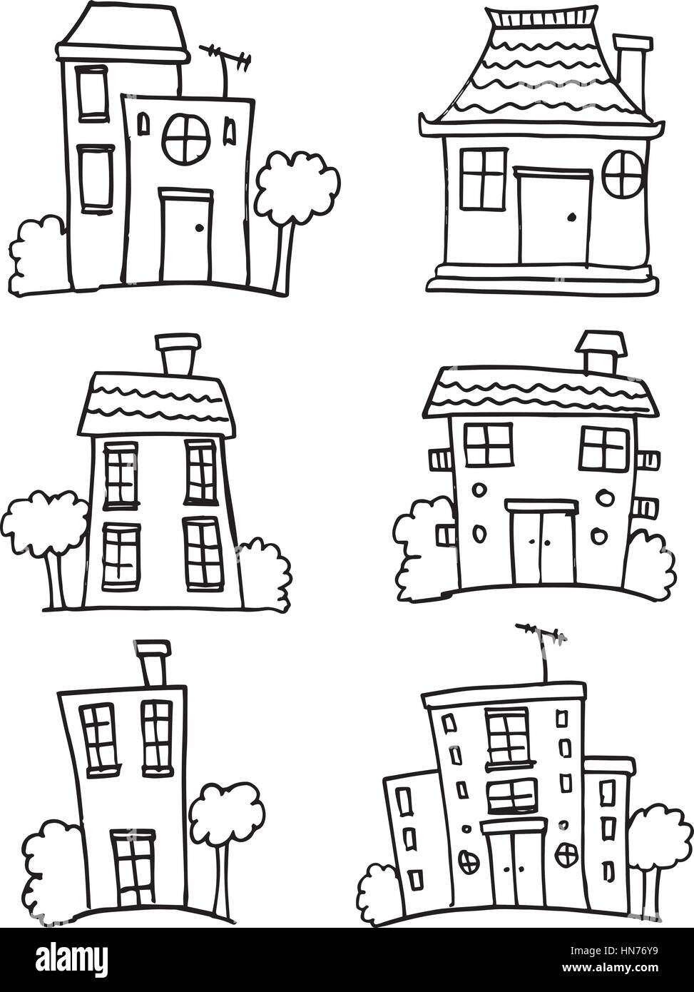 Set of building hand draw Stock Vector Image & Art - Alamy