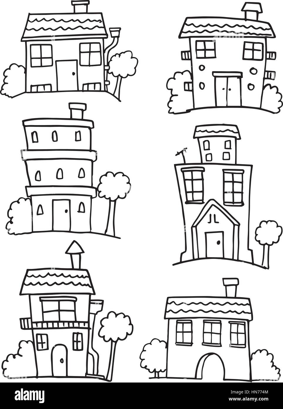 Doodle of house set vector art Stock Vector Image & Art - Alamy