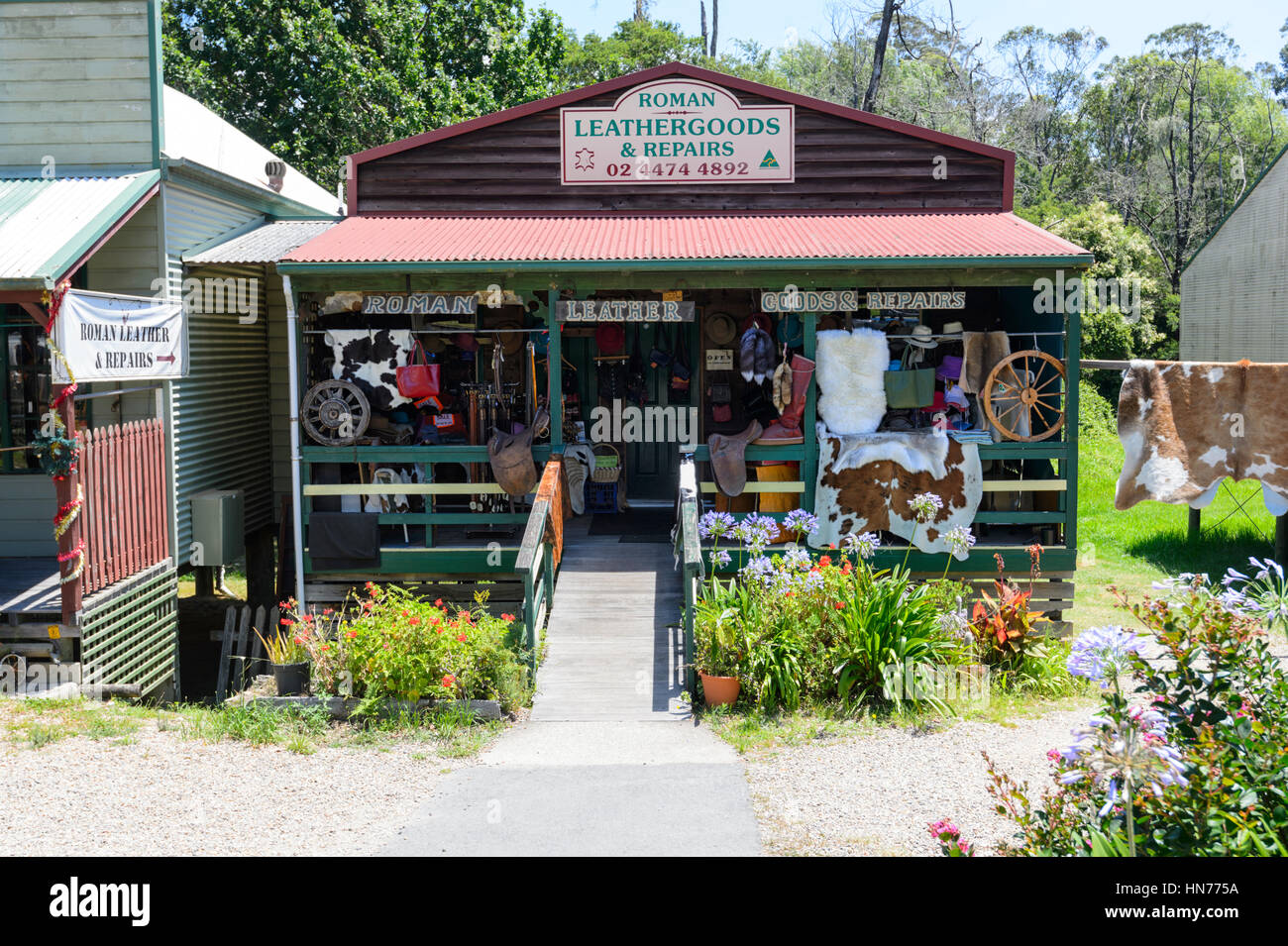 Leathergoods Shop at the small touristic town of Mogo, near Bateman's ...