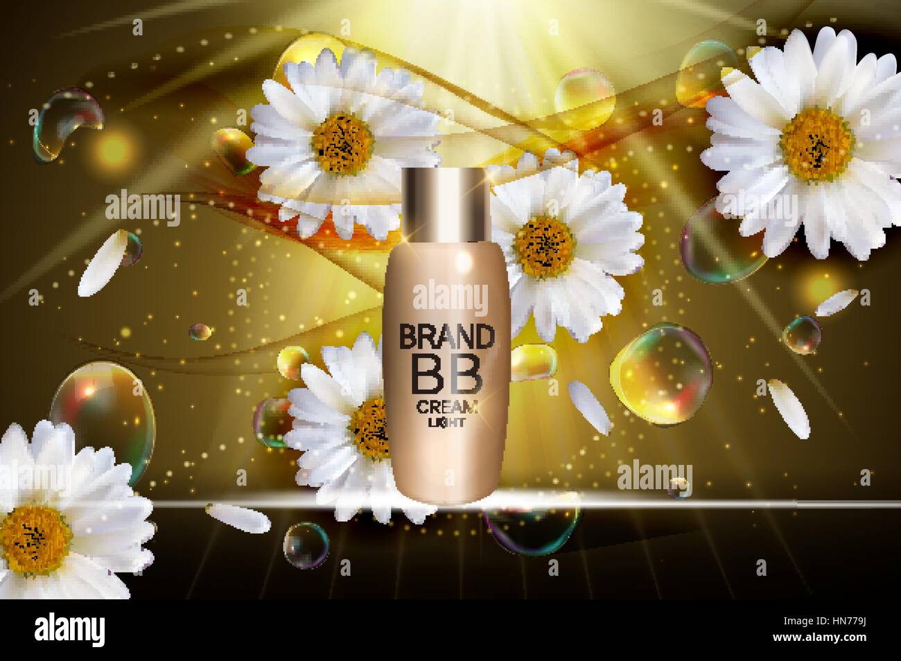 BB Cream Bottle Template for Ads or Magazine Background. 3D Realistic ...