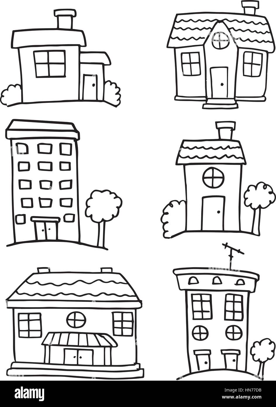 Doodle of house set hand draw collection Stock Vector Image & Art - Alamy