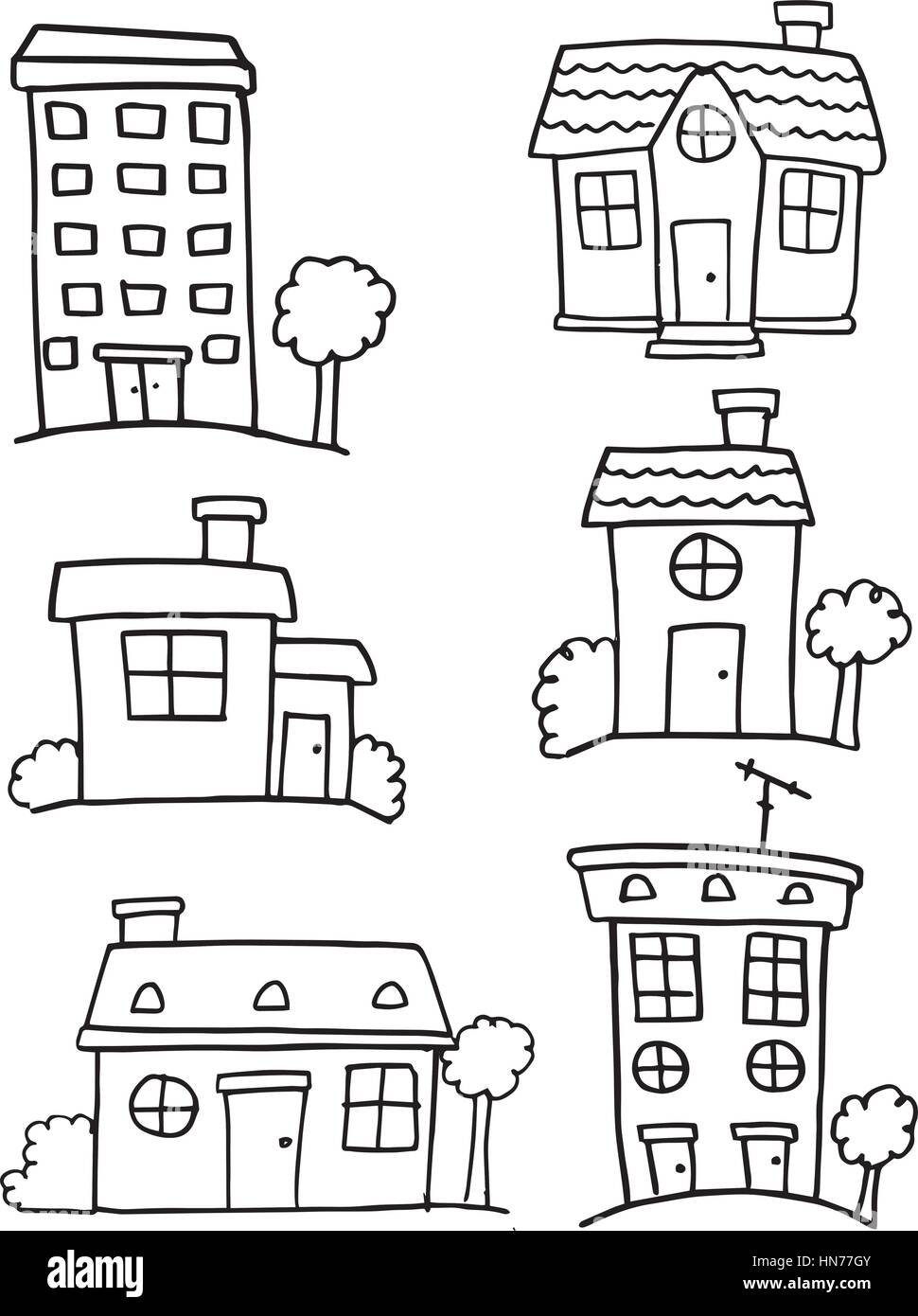 Doodle of house set various hand draw Stock Vector Image & Art - Alamy