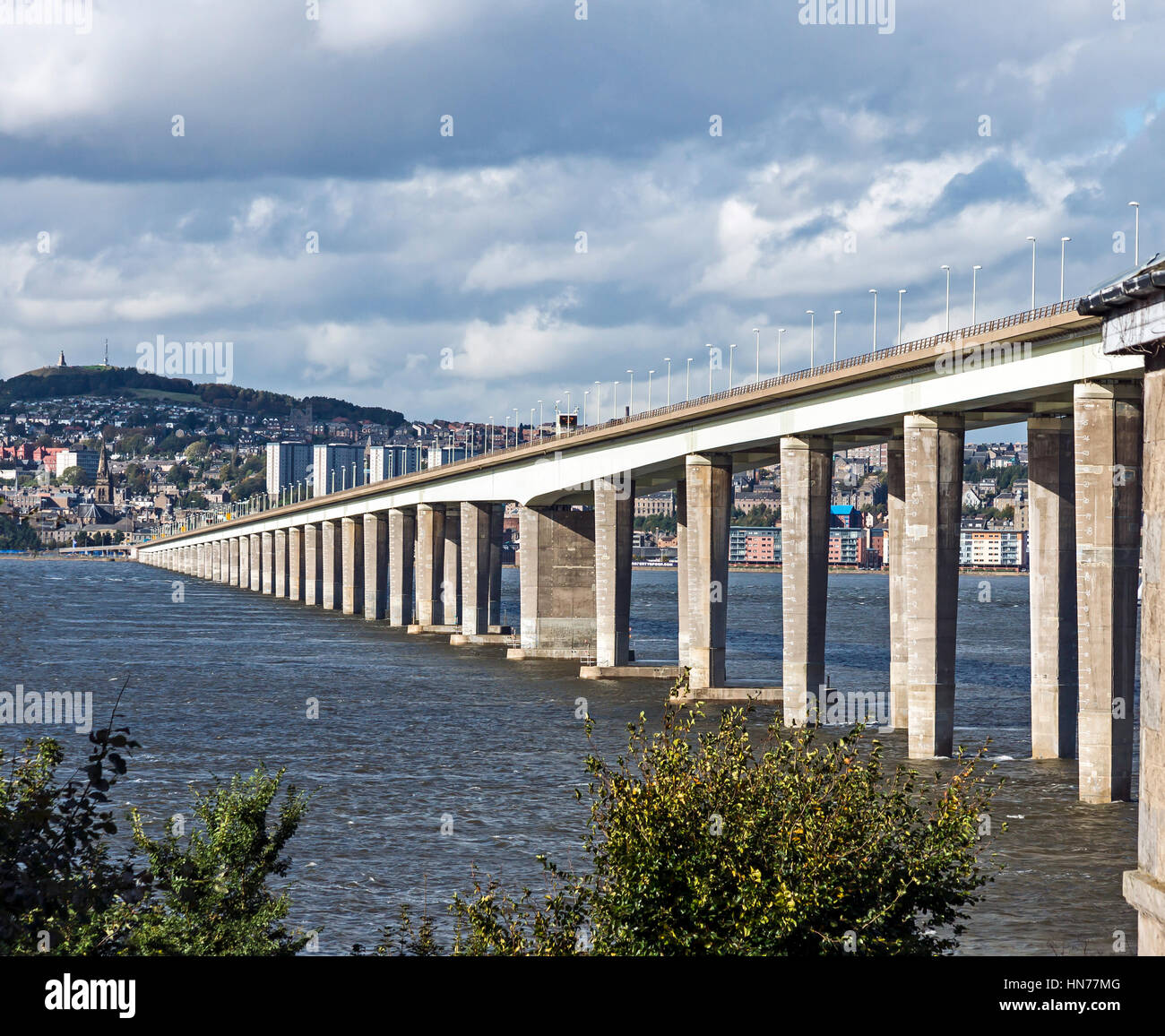 The Tay Road Bridge across the River Tay from Newport-on-Tay to Dundee ...