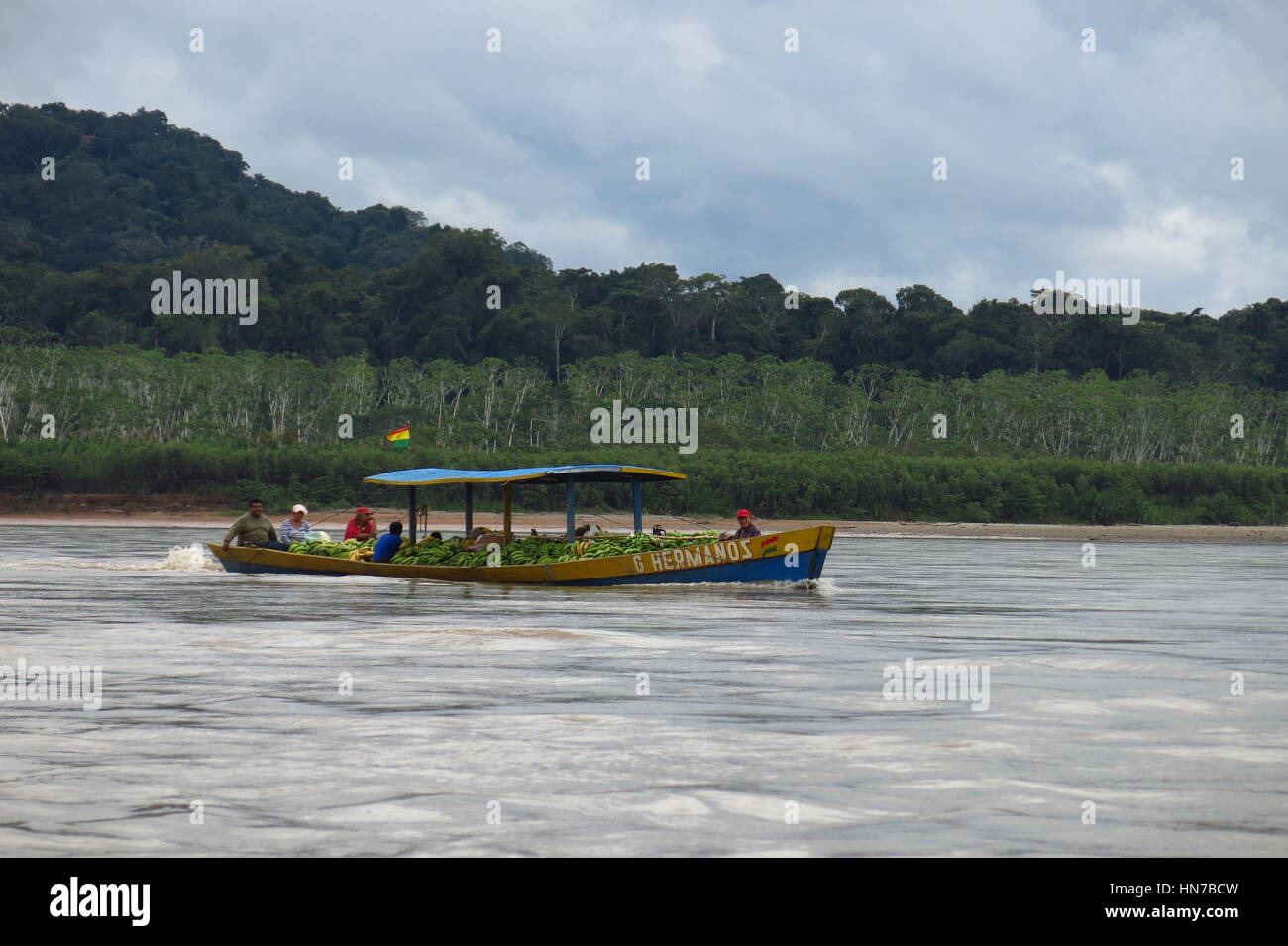 Beni River, Bolivia - MAY 12: transport of bananas in Beni River on May ...