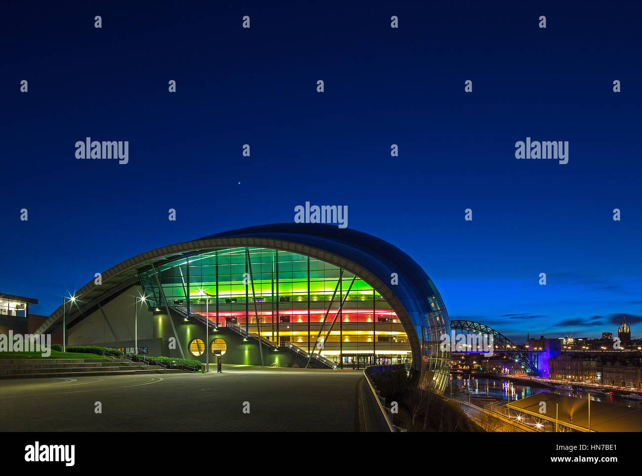 Sage Gateshead at night, Gateshead, Tyne and Wear Stock Photo - Alamy