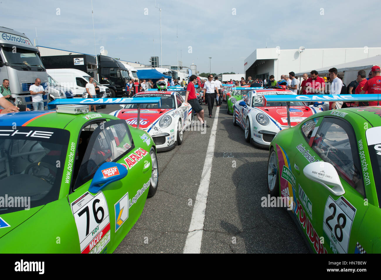 Vallelunga, Rome, Italy. September 10th 2016. Porsche Carrera Cup, cars ...