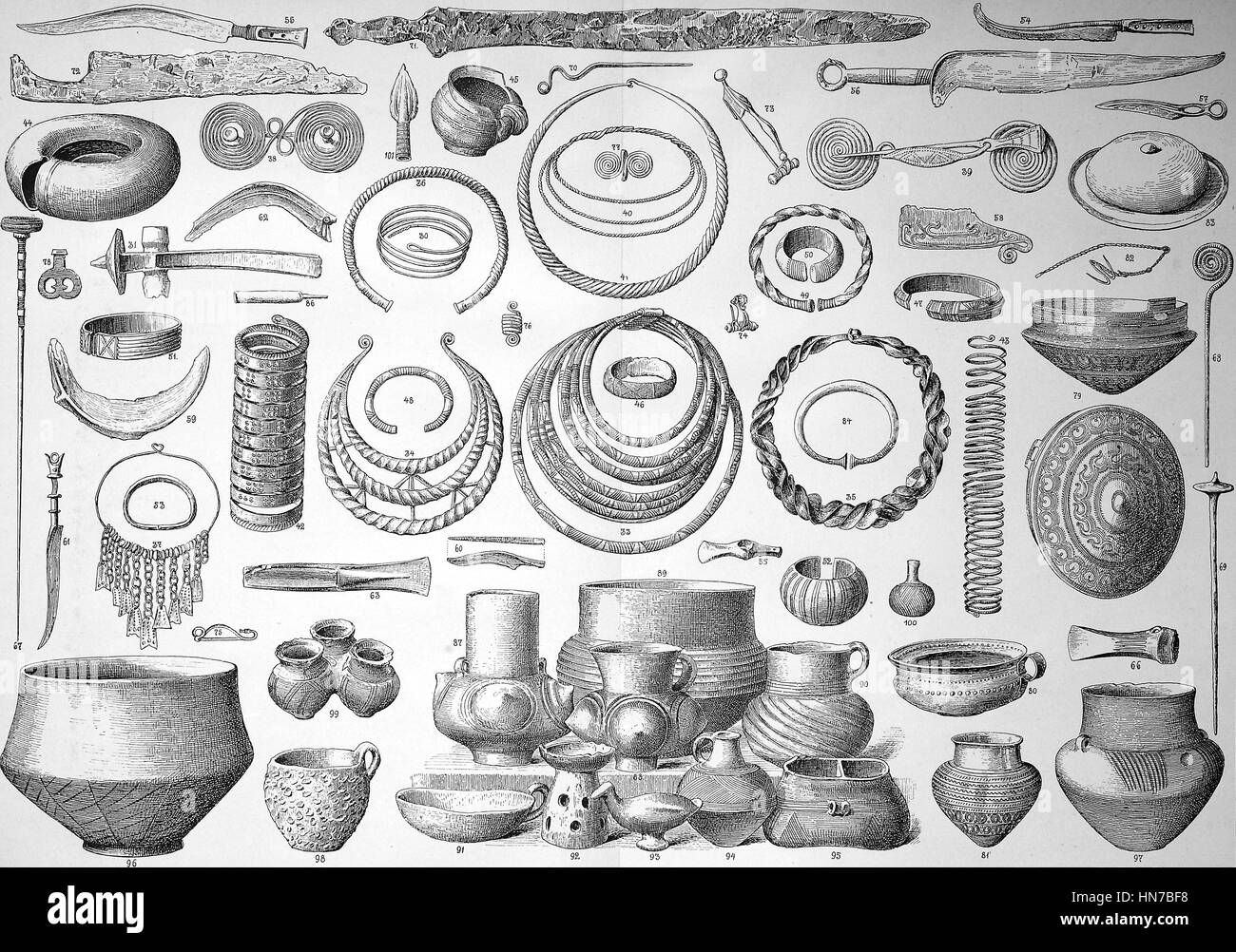 Jewelry, devices and weapons from the Hallstaetter period, Schmuck ...