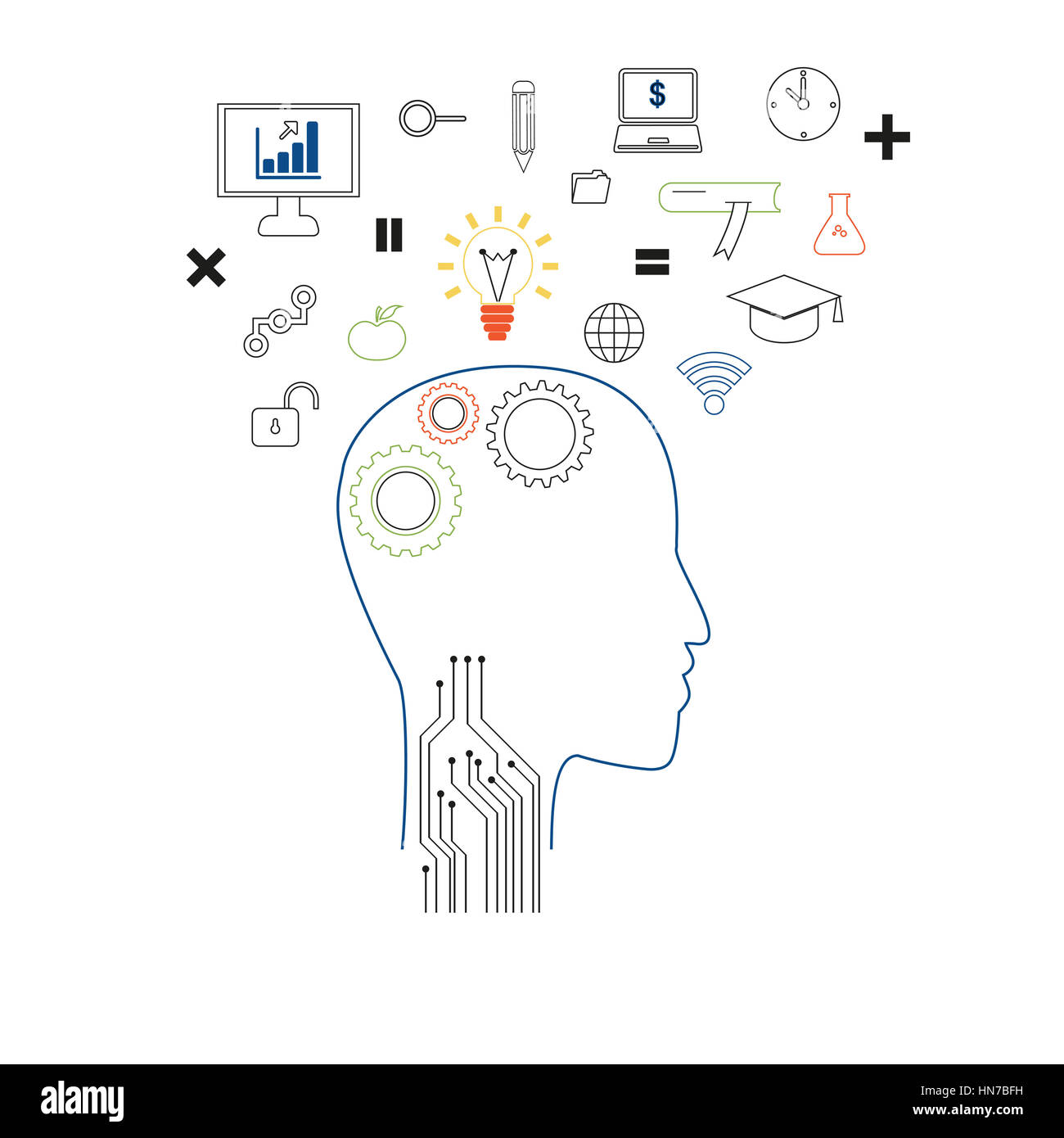 Vector illustration concept of knowledge, idea, education, creativity ...