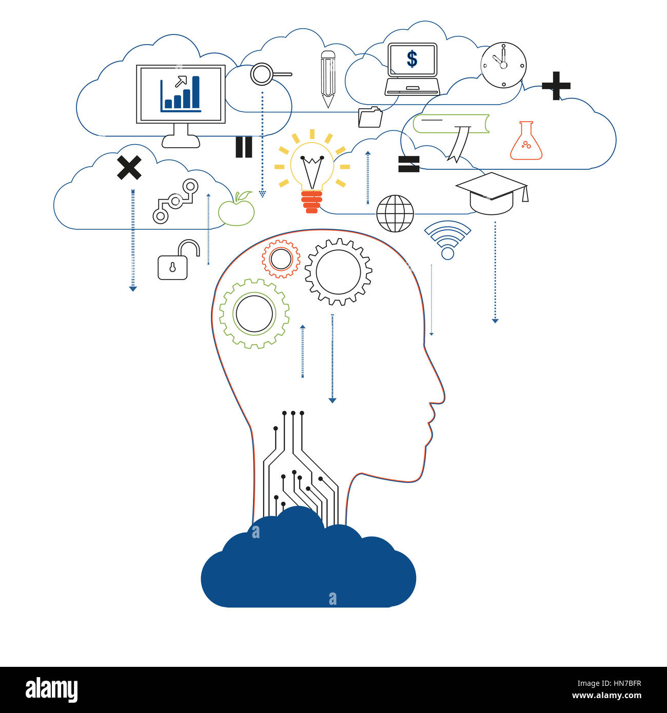 Vector illustration concept of knowledge, idea, education, creativity ...