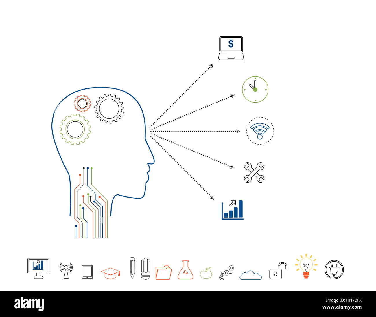 Vector illustration concept of knowledge, idea, education, creativity ...