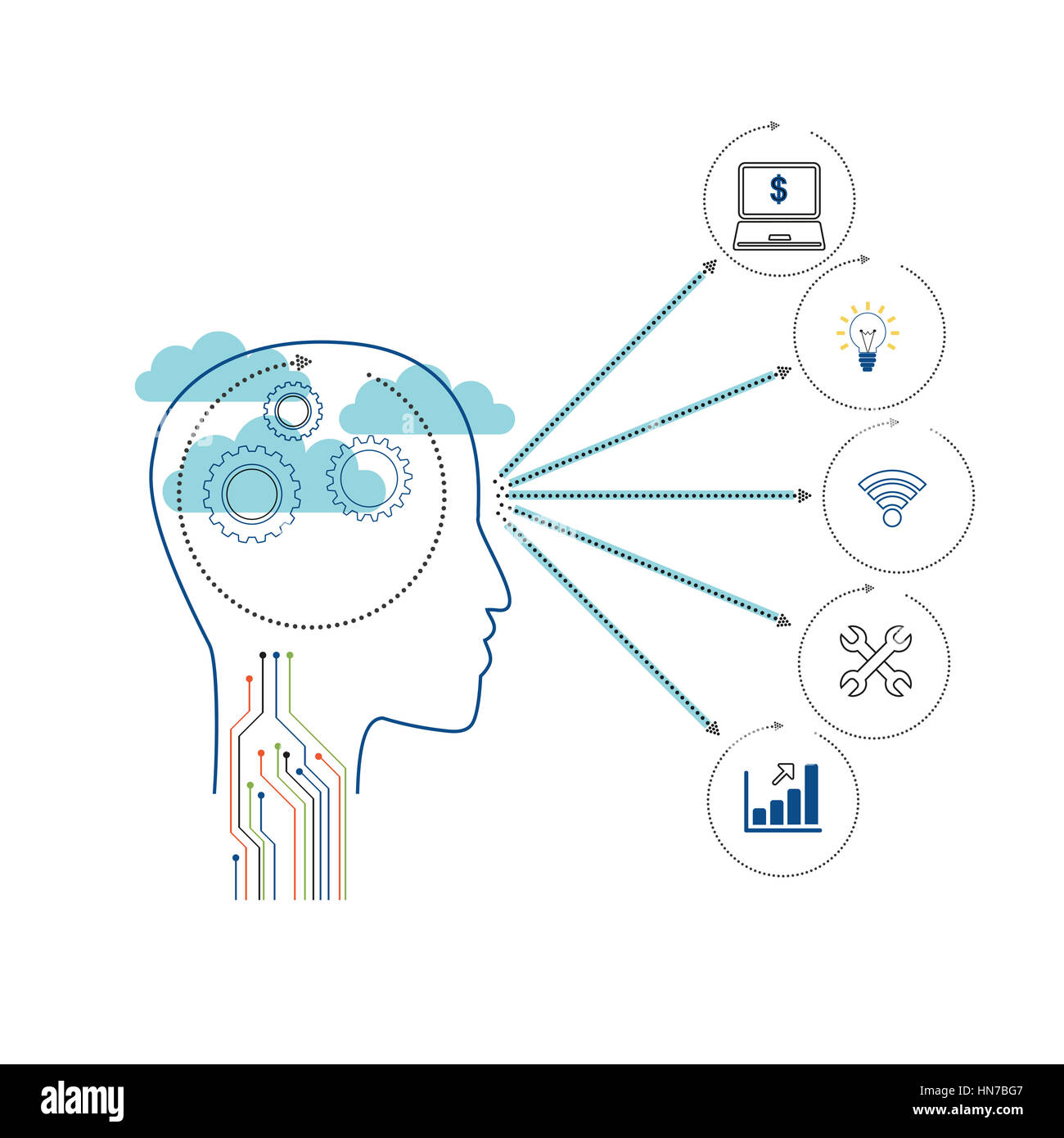 Vector illustration concept of knowledge, idea, education, creativity ...