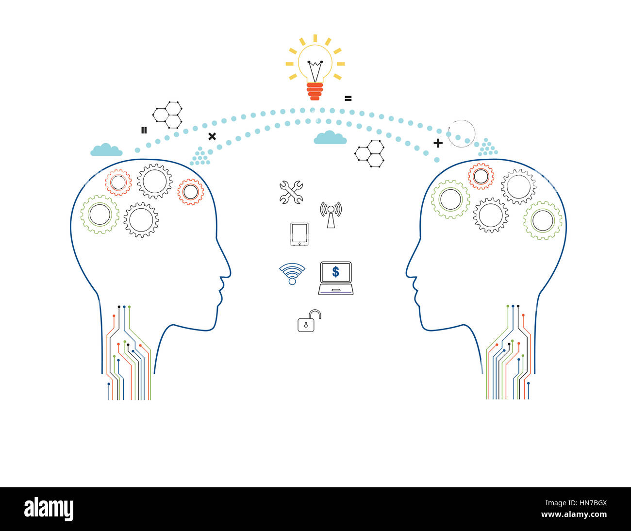 Vector illustration concept of knowledge, idea, education, creativity ...